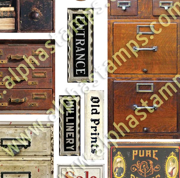 Cubby Faux Fronts Collage Sheet | Alpha Stamps
