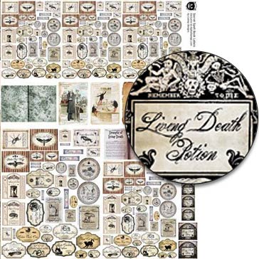 Secret Spell Book Labels Collage Sheet | Alpha Stamps