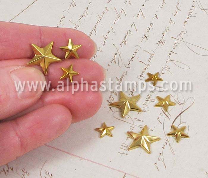 Flat-Back Gold Star Studs - Mixed Size Set | Alpha Stamps