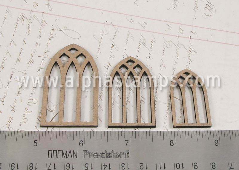 Set of 6 Gothic Windows with 3 Panes | Alpha Stamps
