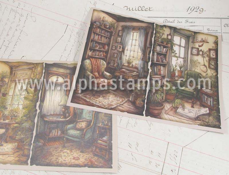 Mini Reading Room Background Papers Set* | Alpha Stamps