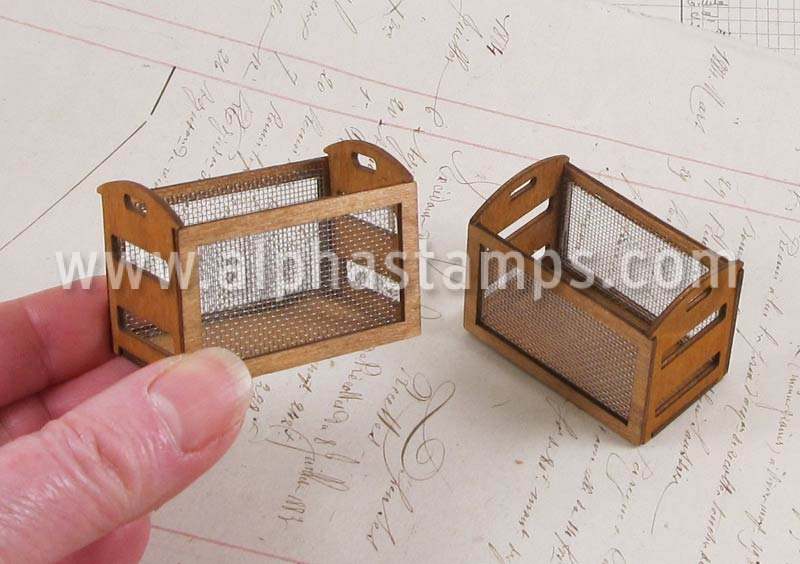 Wooden Storage Crate with Metal Screen Sides | Alpha Stamps
