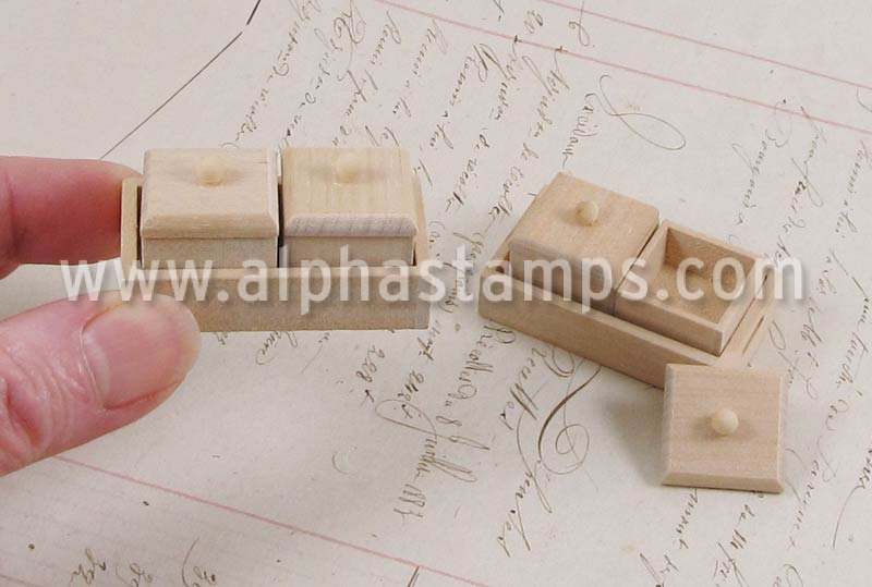 Square Wooden Boxes with Lids in Tray | Alpha Stamps