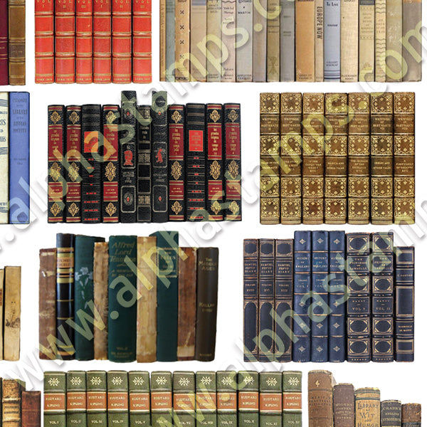 Antique Book Facades Collage Sheet | Alpha Stamps