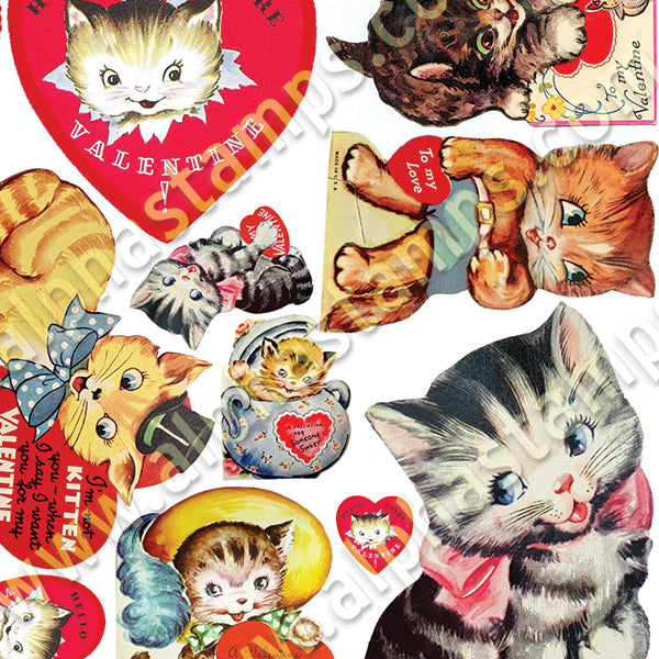 Kitty Cat Valentines Collage Sheet | Alpha Stamps