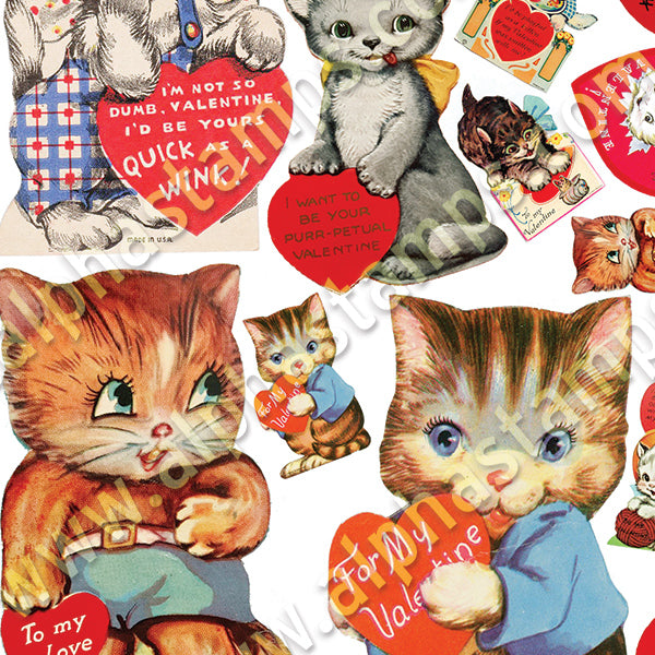 Kitty Cat Valentines Collage Sheet | Alpha Stamps