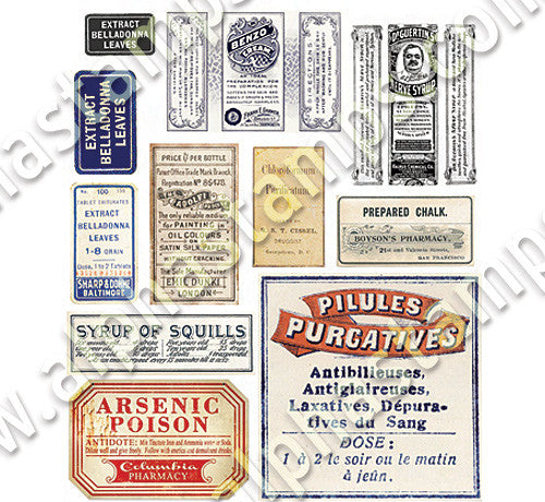 Tiny Magic Books & Potion Labels Collage Sheet | Alpha Stamps