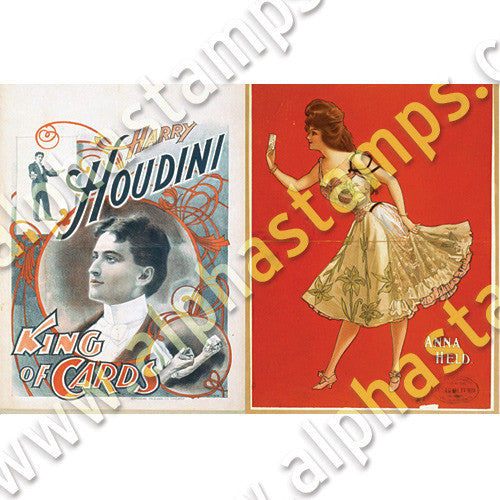 Vintage Magician Posters Collage Sheet | Alpha Stamps