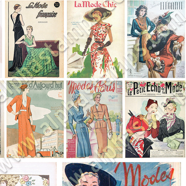 Mini French Fashion Magazines Collage Sheet | Alpha Stamps