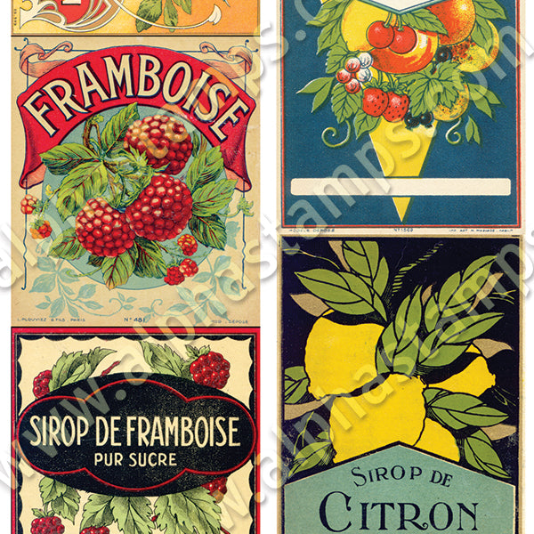 Mini French Fruit Labels Collage Sheet | Alpha Stamps