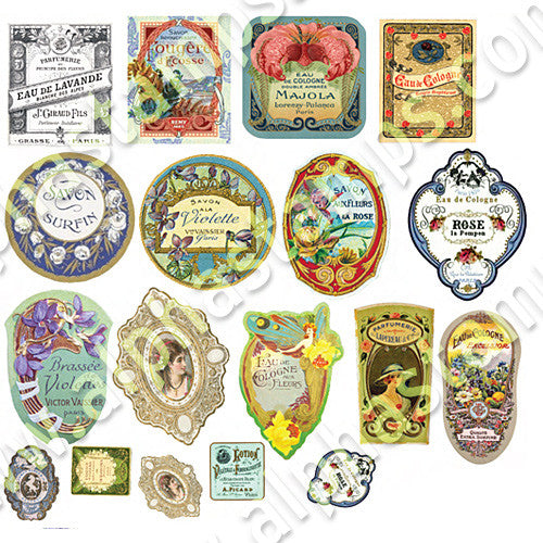 Mini Perfume Labels Collage Sheet | Alpha Stamps