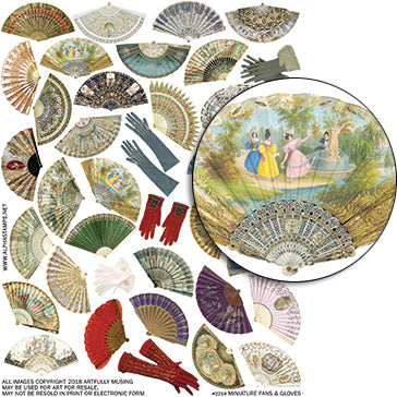 Miniature Fans & Gloves Collage Sheet | Alpha Stamps