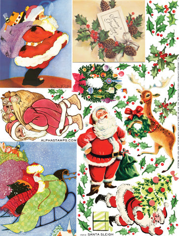 Santa Sleigh Collage Sheet | Alpha Stamps