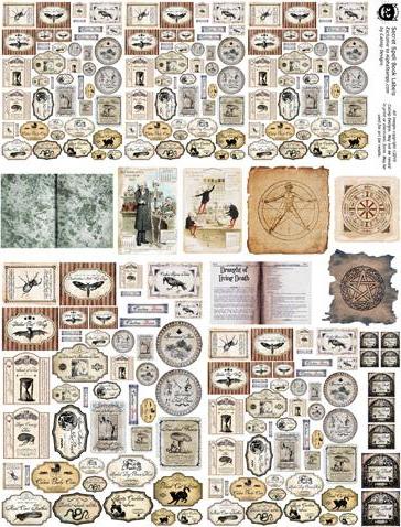 Secret Spell Book Labels Collage Sheet | Alpha Stamps