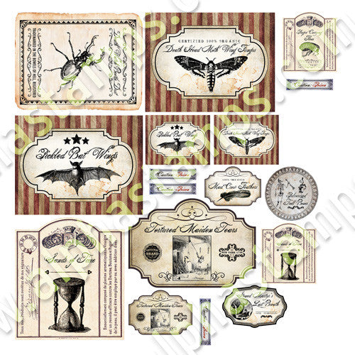 Secret Spell Book Labels Collage Sheet | Alpha Stamps