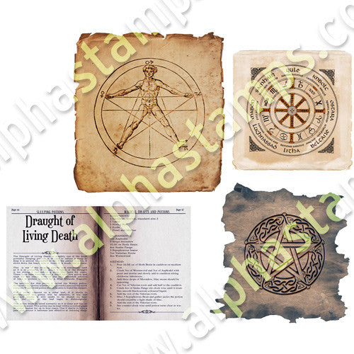 Secret Spell Book Labels Collage Sheet | Alpha Stamps