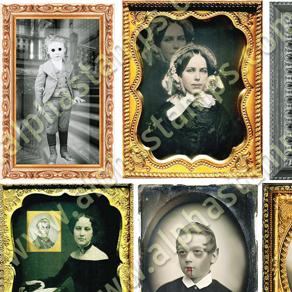 Spooky Portraits Collage Sheet | Alpha Stamps