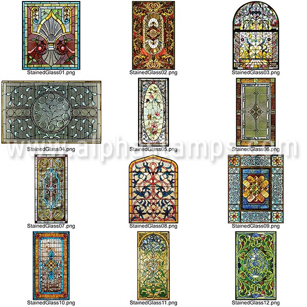 Stained Glass Digital Set Download | Alpha Stamps