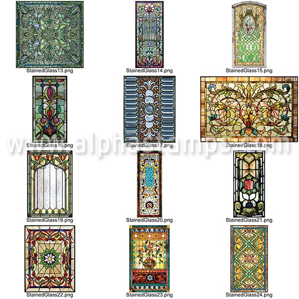 Stained Glass Digital Set Download | Alpha Stamps