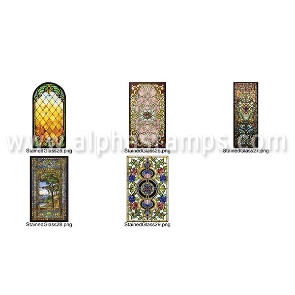 Stained Glass Digital Set Download | Alpha Stamps
