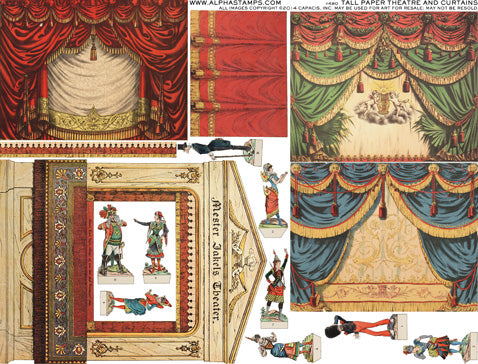 Tall Paper Theatre and Curtains Collage Sheet | Alpha Stamps