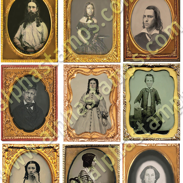 Tintype Photos Collage Sheet | Alpha Stamps