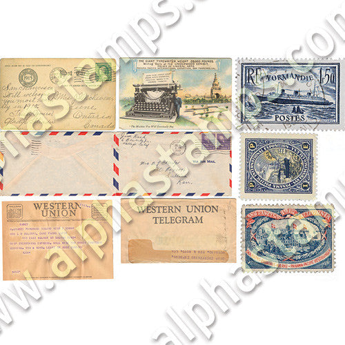 Tiny Vintage Letters & Postage Collage Sheet | Alpha Stamps