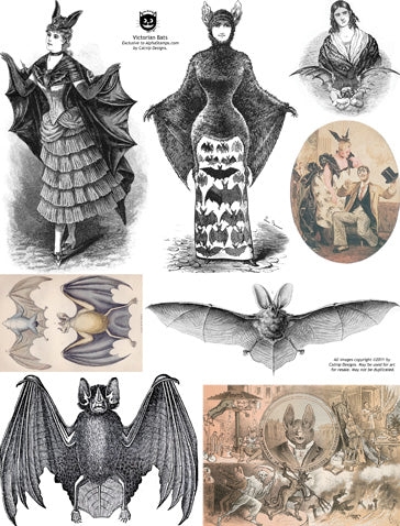 Victorian Bats Collage Sheet | Alpha Stamps