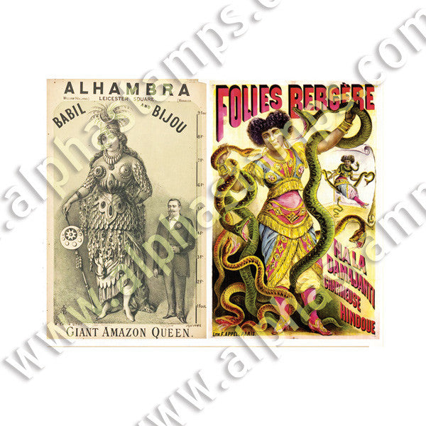 Vintage Sideshow Posters Collage Sheet | Alpha Stamps