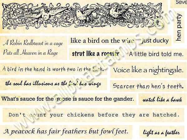 Bird Words Collage Sheet | Alpha Stamps