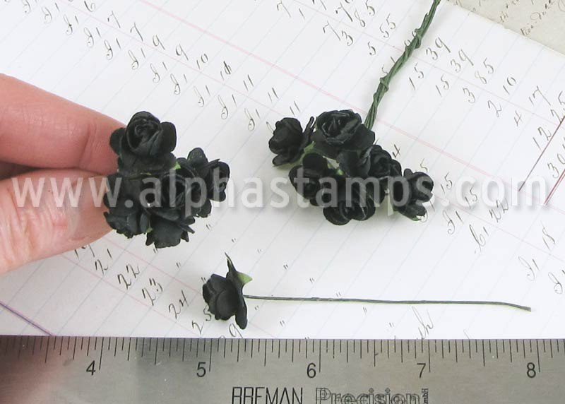 1/2 Inch Black Paper Roses | Alpha Stamps