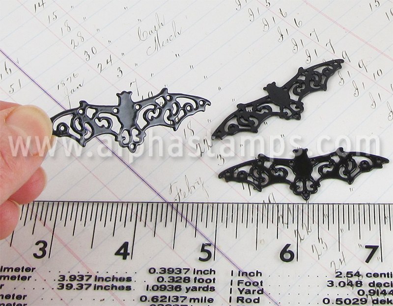 Black Filigree Metal Bat | Alpha Stamps