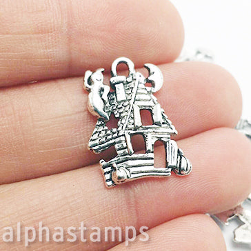 Silver Haunted House Charm | Alpha Stamps