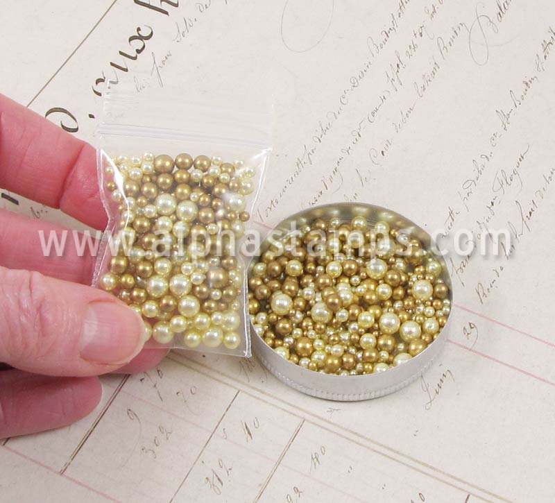 Mixed Gold & Cream Acrylic Pearls - 2mm-5mm | Alpha Stamps