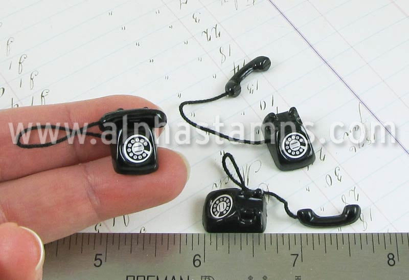 Mini Black Rotary Phone | Alpha Stamps